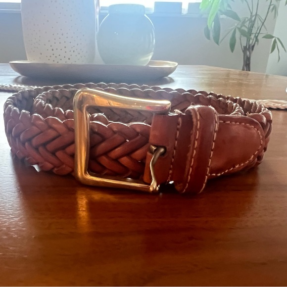 Talbots | Accessories | Vintage Talbots Cognac Braided Leather Belt M ...